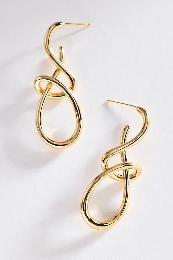 Anthropologie Abstract Knot Drop Earrings - Gold