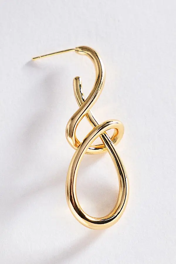 Anthropologie Abstract Knot Drop Earrings - Gold