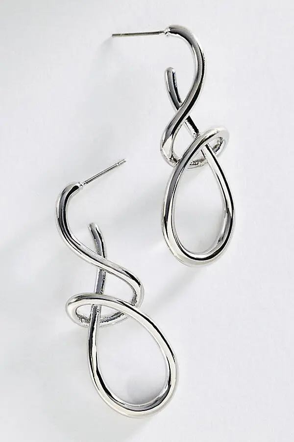 Anthropologie Abstract Knot Drop Earrings - Silver