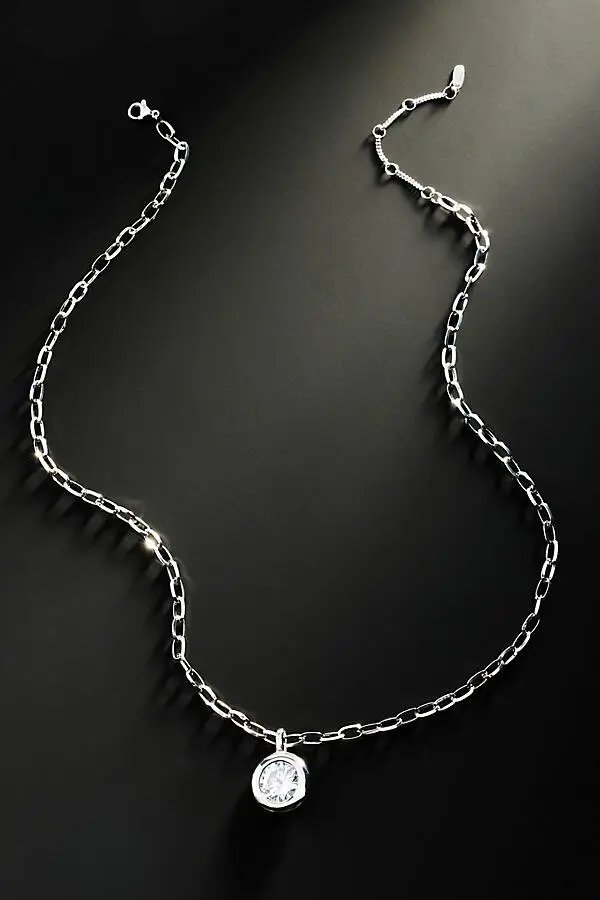Anthropologie Demi-fine Linked Chain Pendant Necklace - Silver