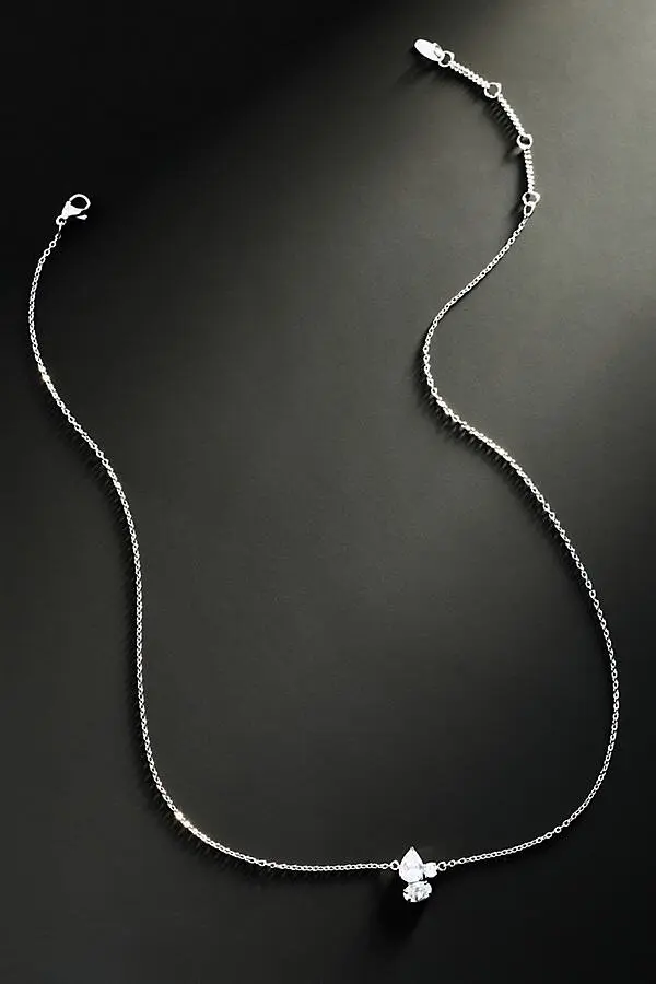Anthropologie Demi-fe Clustered Crystal Necklace - Silver