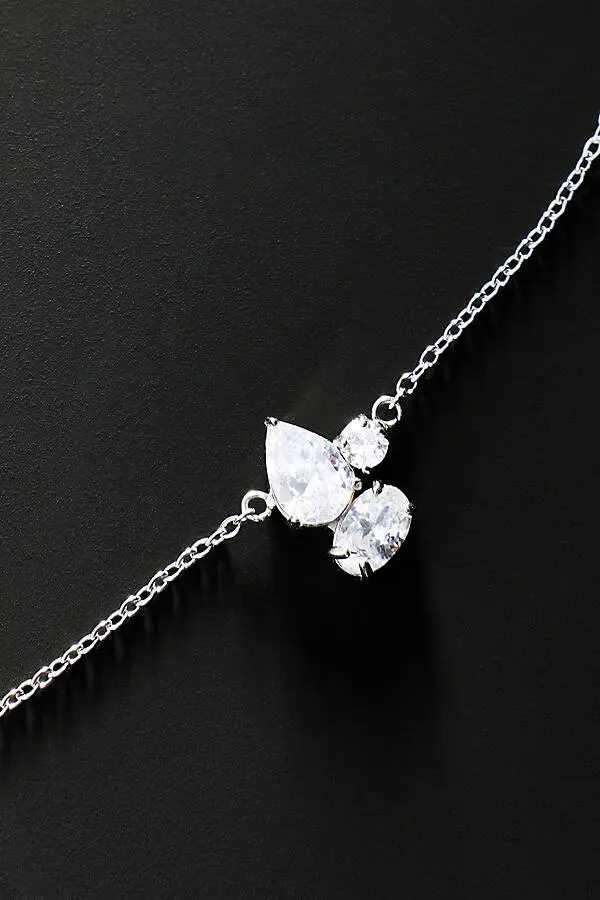 Anthropologie Clustered Crystal Necklace - Silver