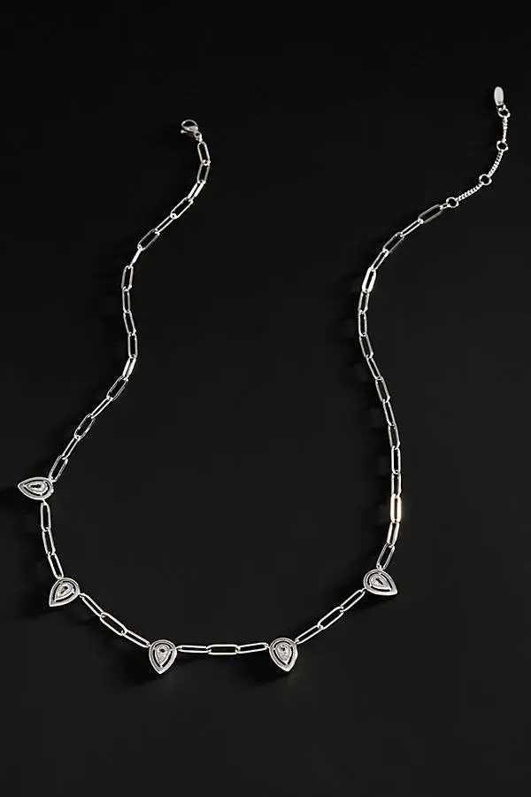 Anthropologie Demi-fine Paperclip Crystal Necklace - Silver