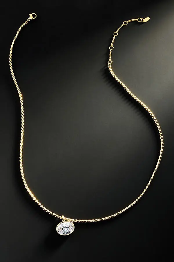 Anthropologie Demi-fe Crystal Bezel Necklace - Gold