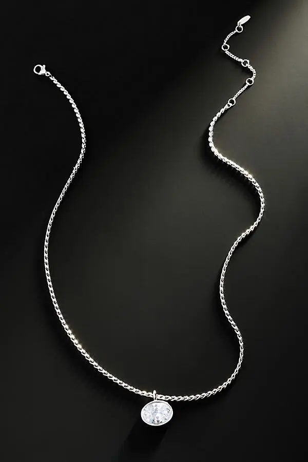 Anthropologie Demi-fe Crystal Bezel Necklace - Silver
