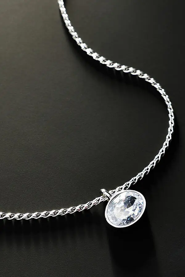 Anthropologie Demi-fine Crystal Bezel Necklace - Silver