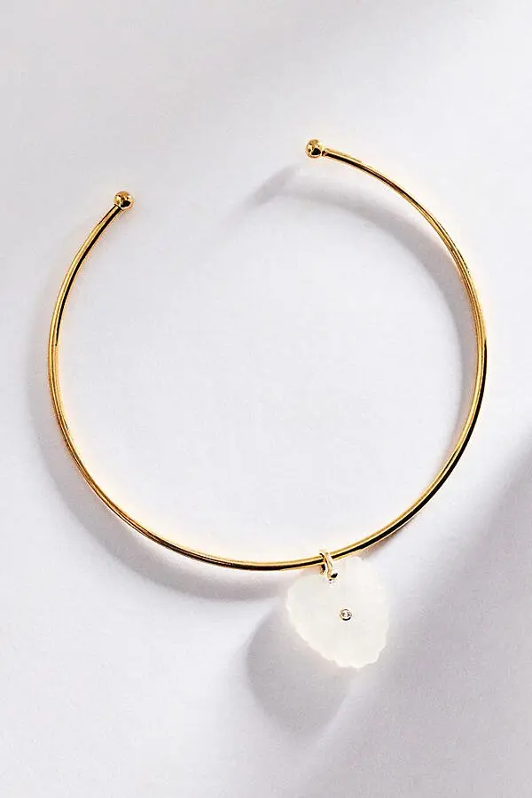 Anthropologie Stone Heart Pendant Collar Necklace - Clear