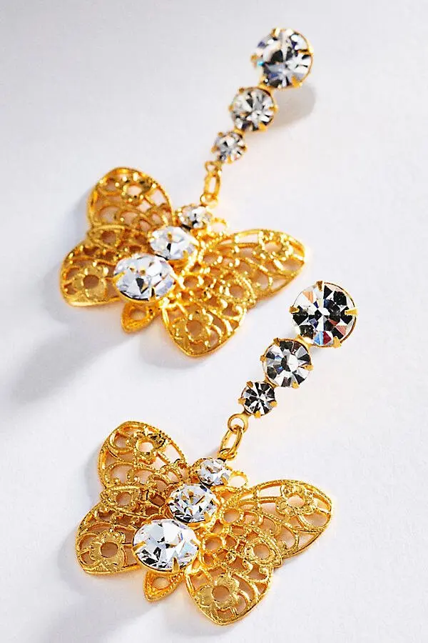 THE PINK REEF Filagree Butterfly Drop Earrgs - Clear