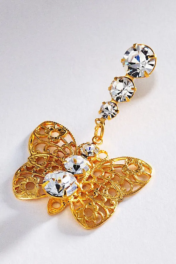 THE PINK REEF Filagree Butterfly Drop Earrgs - Clear