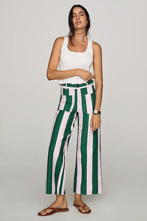 ASKK NY Patch Pocket Striped Wide-leg Pants - Beverly Stripe
