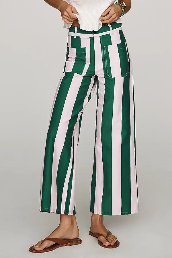ASKK NY Patch Pocket Striped Wide-leg Pants