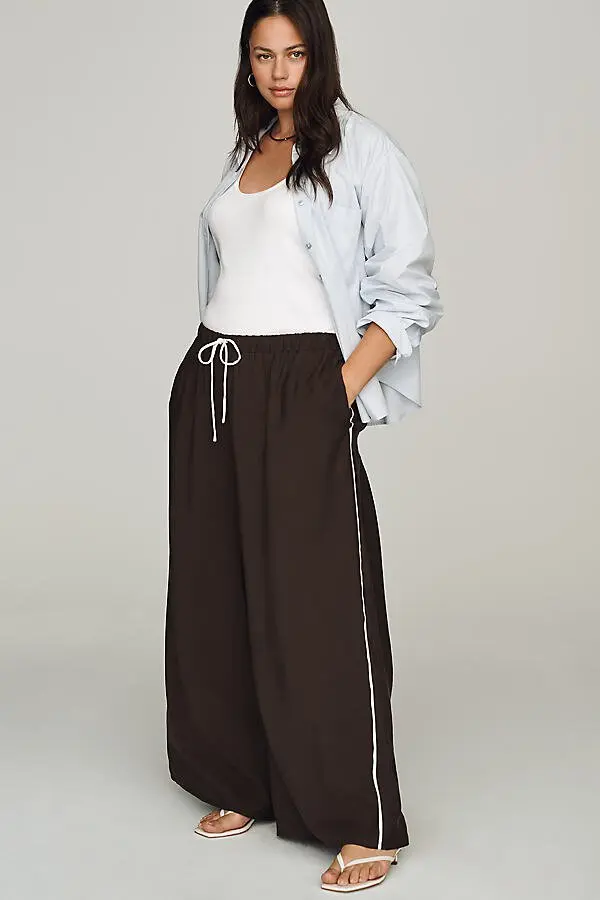 Maeve Silky Track Pants With Contrast Side Stripes