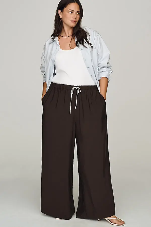 Maeve Silky Track Pants With Contrast Side Stripes
