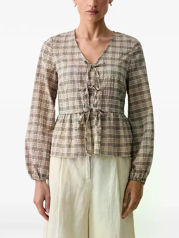 Marc O'polo Check-pattern Peplum Blouse - Brown