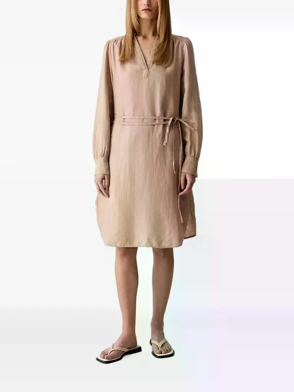 Marc O'polo Belted Long-sleeve Mini Dress - Neutrals