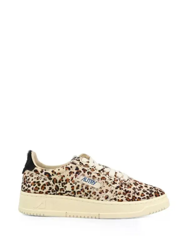 AUTRY Medalist Leopard-print Pony-hair Sneakers - Brown