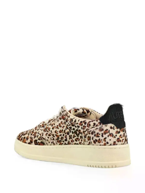 AUTRY Medalist Leopard-print Pony-hair Lace-up Sneakers - Brown