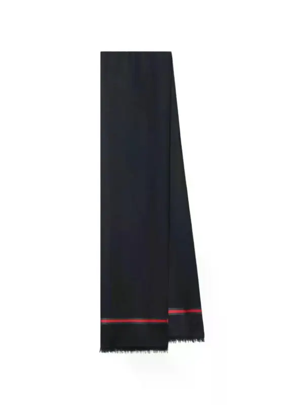 Gucci Double G Web-stripe Jacquard Scarf - Blue