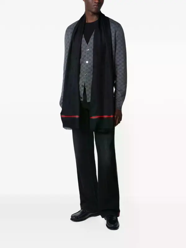 Gucci Double G Web-stripe Jacquard Scarf