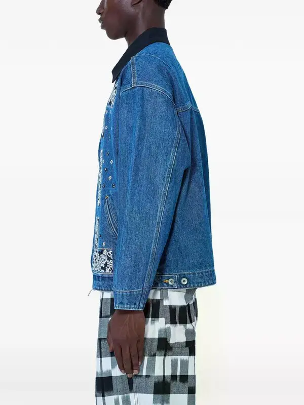 NOMARHYTHM Embroidered Zip-up Denim Jacket