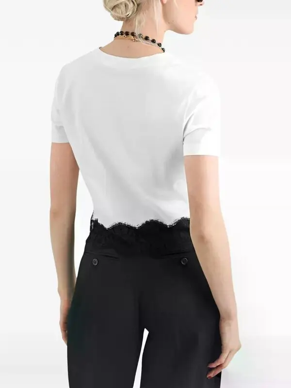 Dolce & Gabbana Lace Trimmed Crew Neck T-shirt
