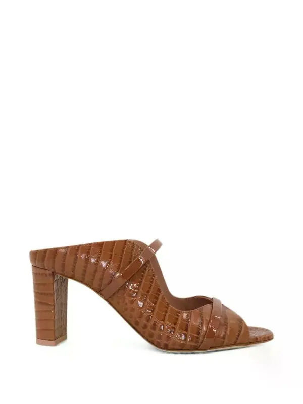 MALONE SOULIERS Croc-effect Patent Leather Sandals - Brown