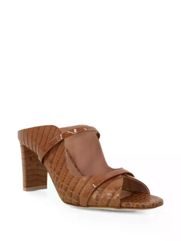 MALONE SOULIERS Croc-effect Patent Leather Block Heel Sandals