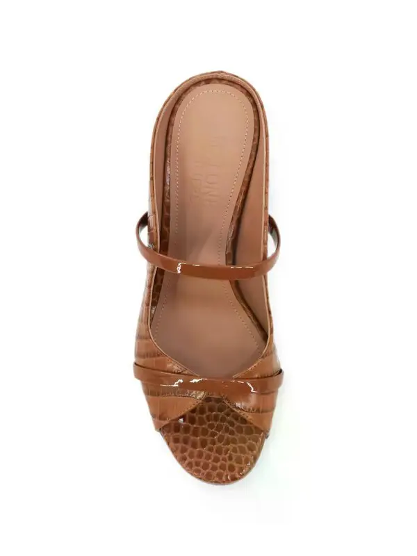 MALONE SOULIERS Croc-effect Patent Leather Block Heel Sandals