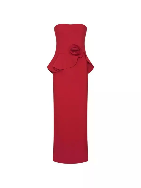 ROTATE BY BIRGER CHRISTENSEN Long Flower Strapless Dress - Red