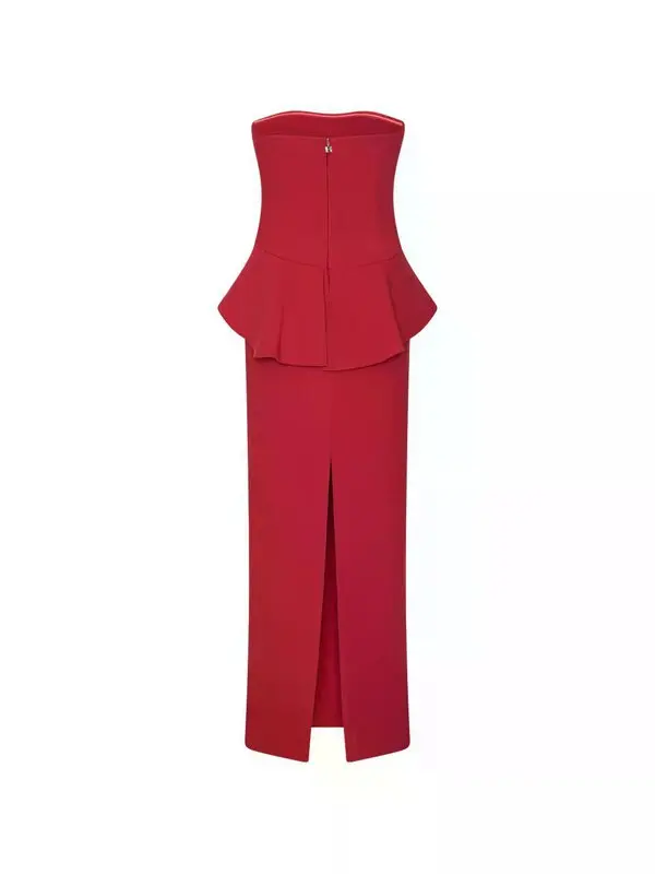 ROTATE BY BIRGER CHRISTENSEN Floral Appliqué Peplum Strapless Gown