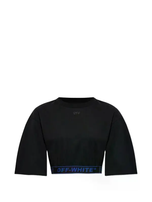 Off-White Logo-tape Cropped T-shirt - Black