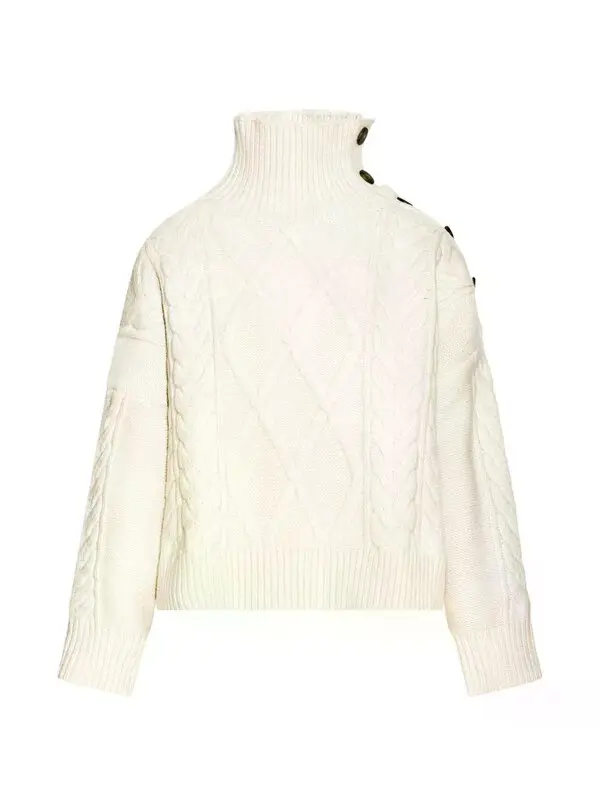 YVES SALOMON Cable-knit Button-detail Sweater - Neutrals