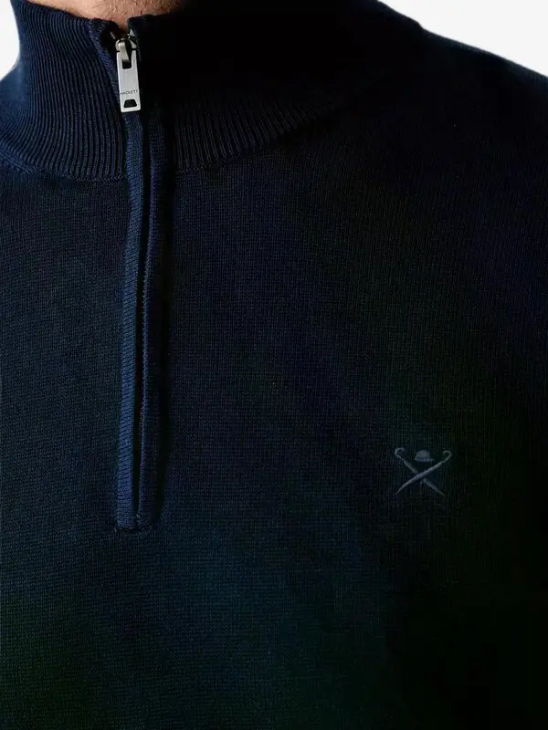 HACKETT LONDON Quarter-zip Embroidered-logo Sweater