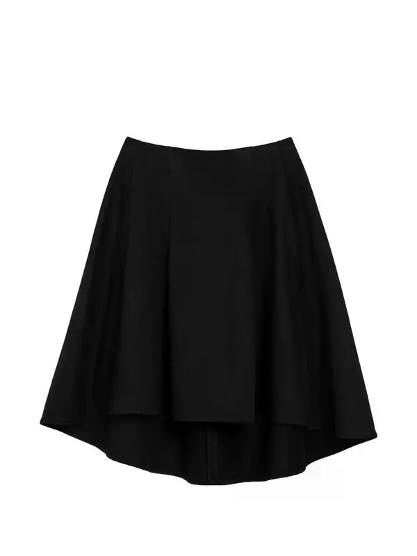 AMI Paris Midi A-line Cotton Skirt - Black