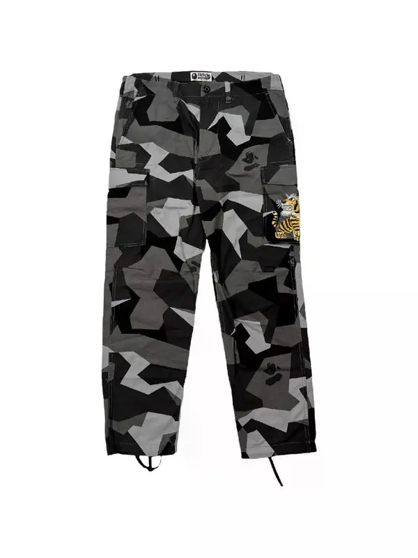 A BATHING APE Tiger Patch Camo Cargo Trousers
