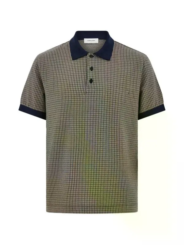 FERRAGAMO Check-jacquard Polo Shirt - Neutrals