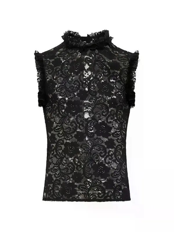 LUDOVIC DE SAINT SERNIN Maybel Ruffled Lace Top - Black
