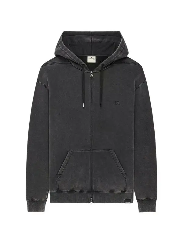 COURREGES Stonewashed Logo-print Hoodie - Black