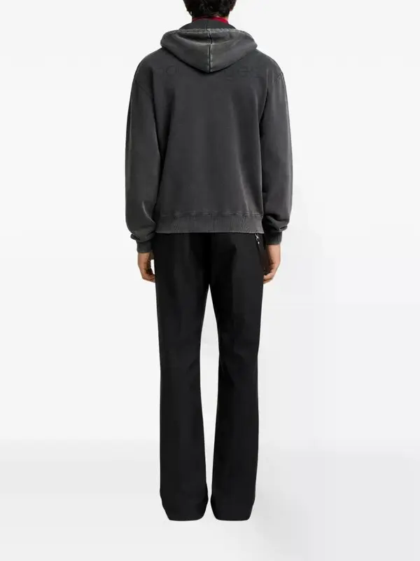 COURREGES Stonewashed Logo-print Hoodie - Black