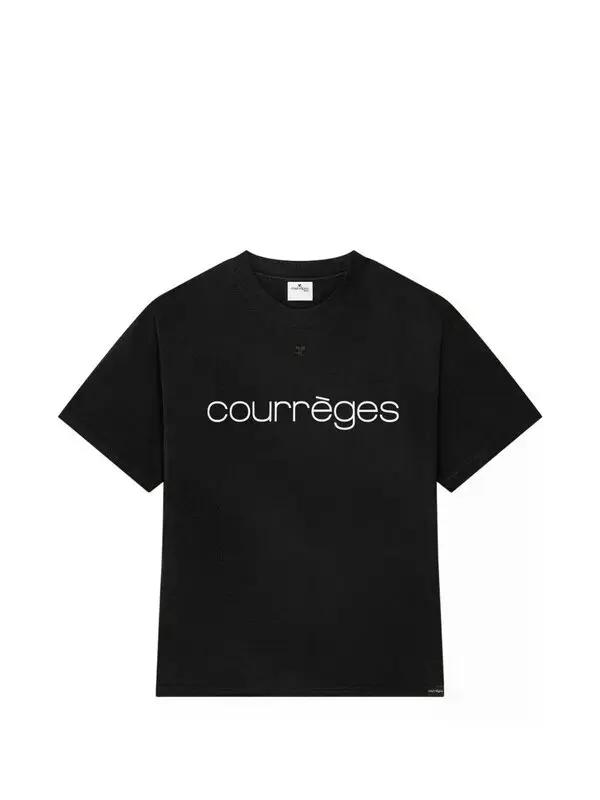 COURREGES Logo-print Oversized T-shirt - Black