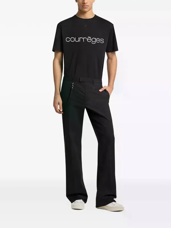 COURREGES Logo-print Oversized T-shirt - Black