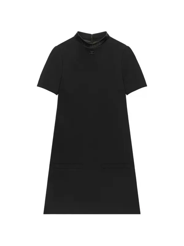 COURREGES Vinyl-collar A-line Mini Dress - Black