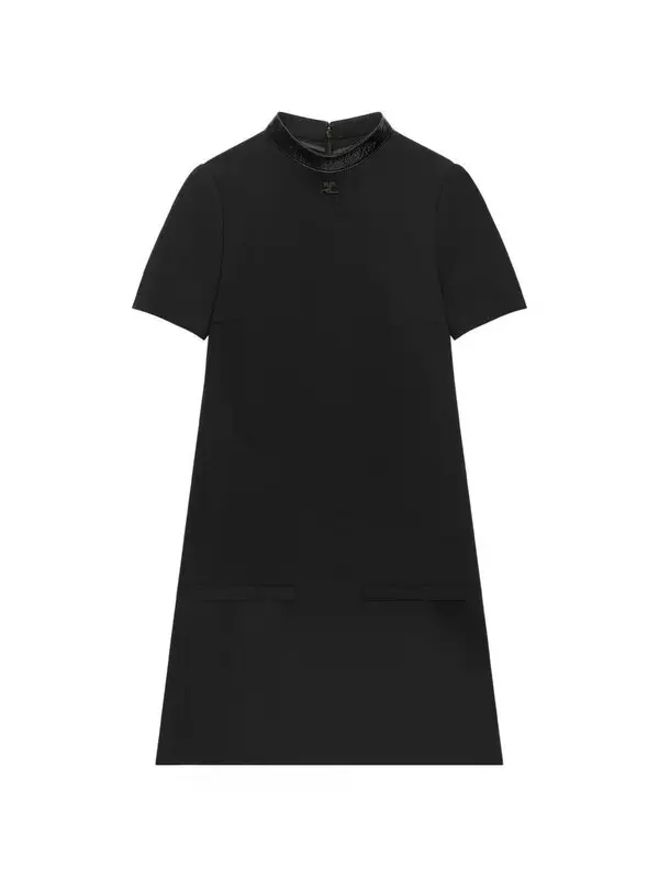 COURREGES Vinyl Collar A-line Mini Dress - Black