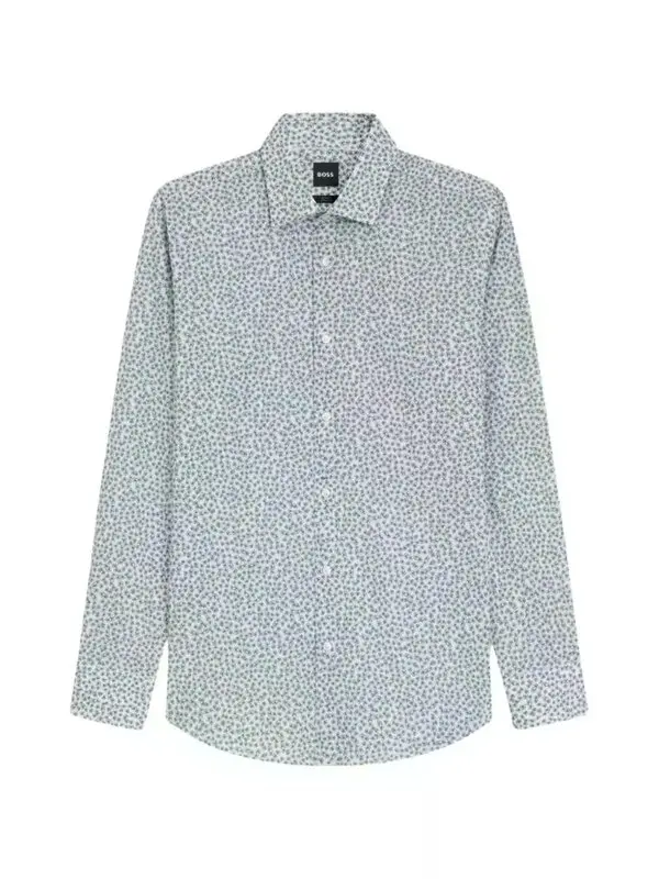 BOSS Micro-pattern Curved-hem Shirt