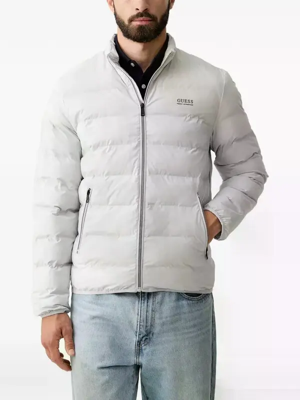 Guess Quilted High-neck Zip-up Jacket - Grey