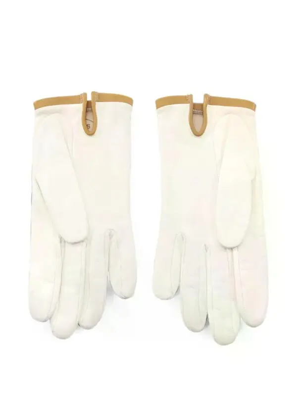 Hermès Leather Gloves With Contrasting Trim Piping - White