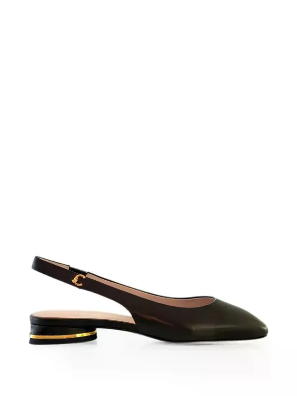 COCCINELLE Slingback Leather Ballet Flats - Black