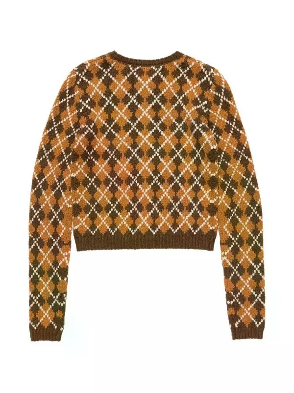 Acne Studios Argyle-knit Button-up Cardigan - Brown