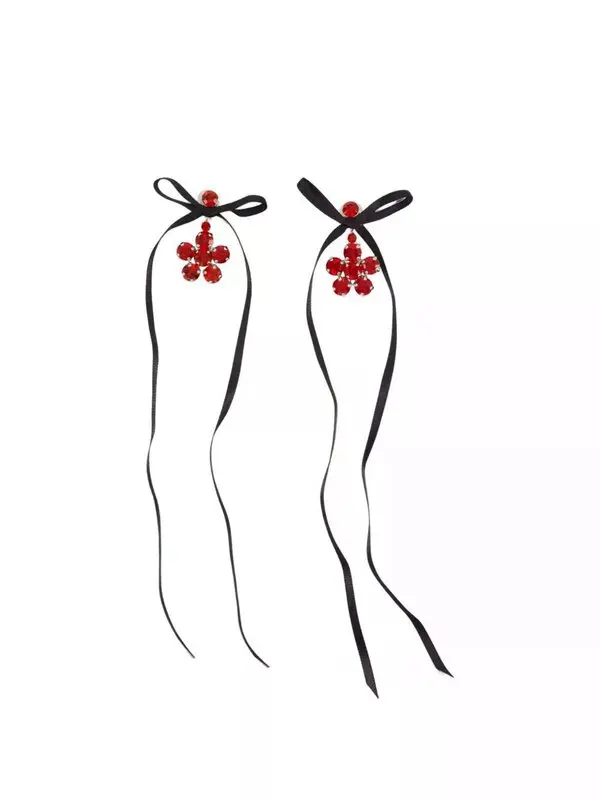 Simone Rocha Crystal Embellished Floral Drop Earrings - Silver