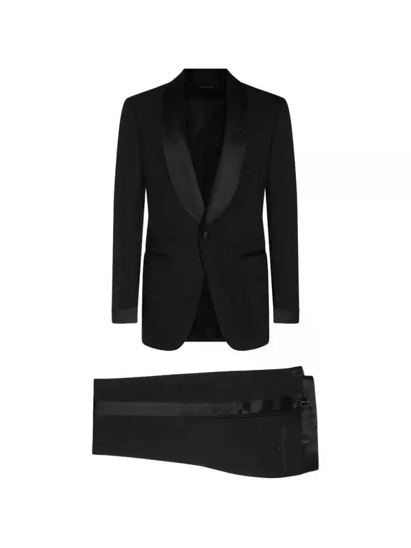 TOM FORD Satin-trim Wool Suit - Black